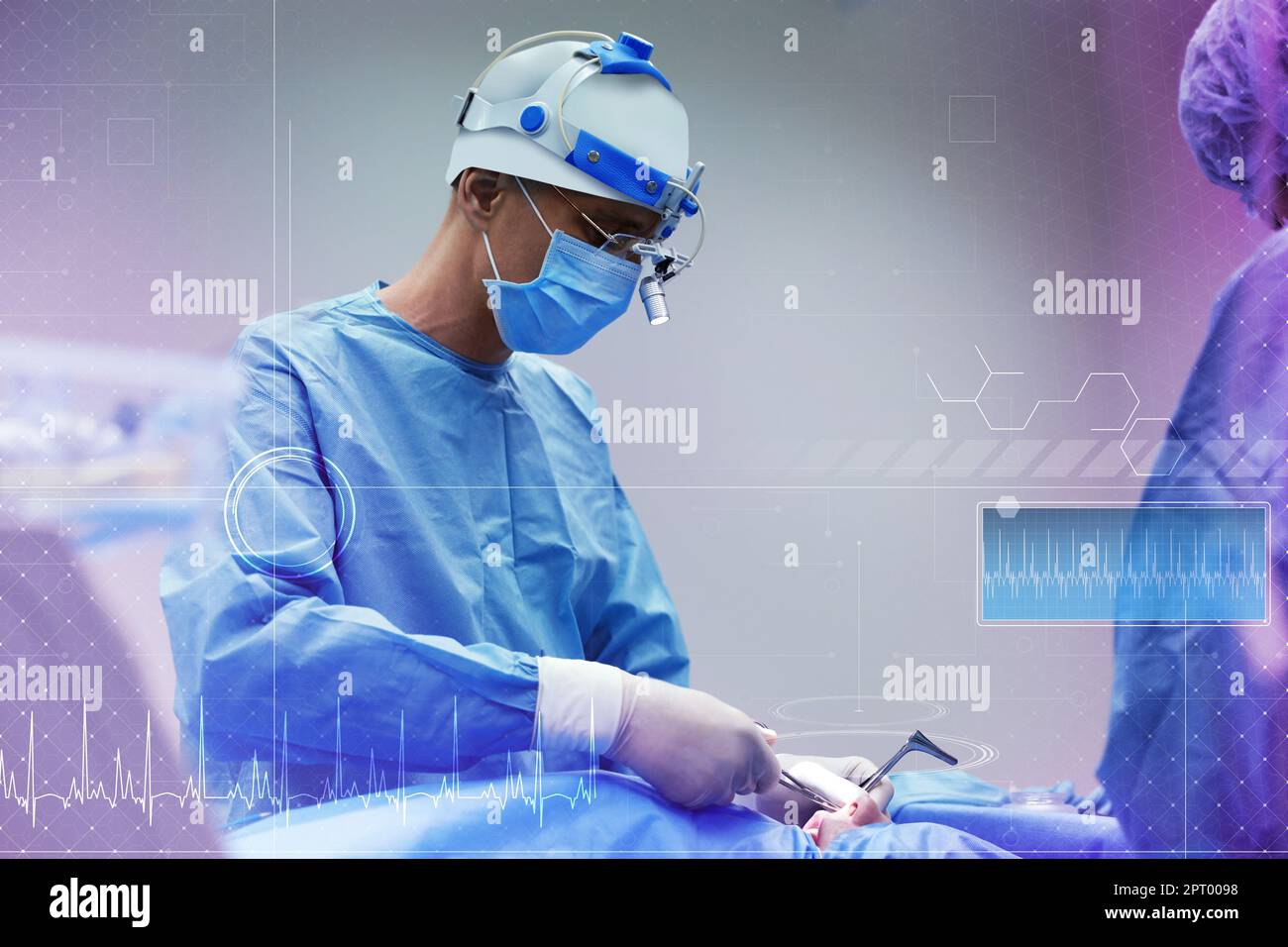 Team of professional doctors performing operation in surgery room and ...