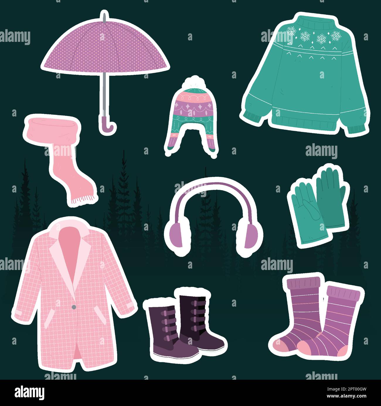 Warm woolen clothes vector illustrations set Stock Vector Image & Art ...
