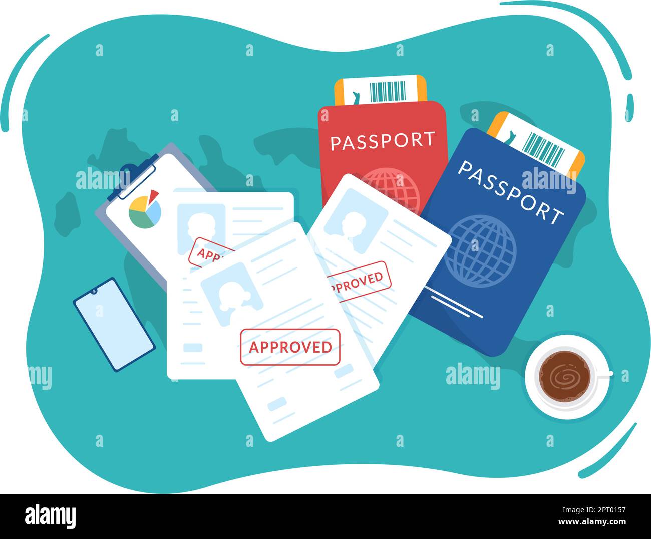Immigration Template Hand Drawn Cartoon Flat Illustration of Document ...