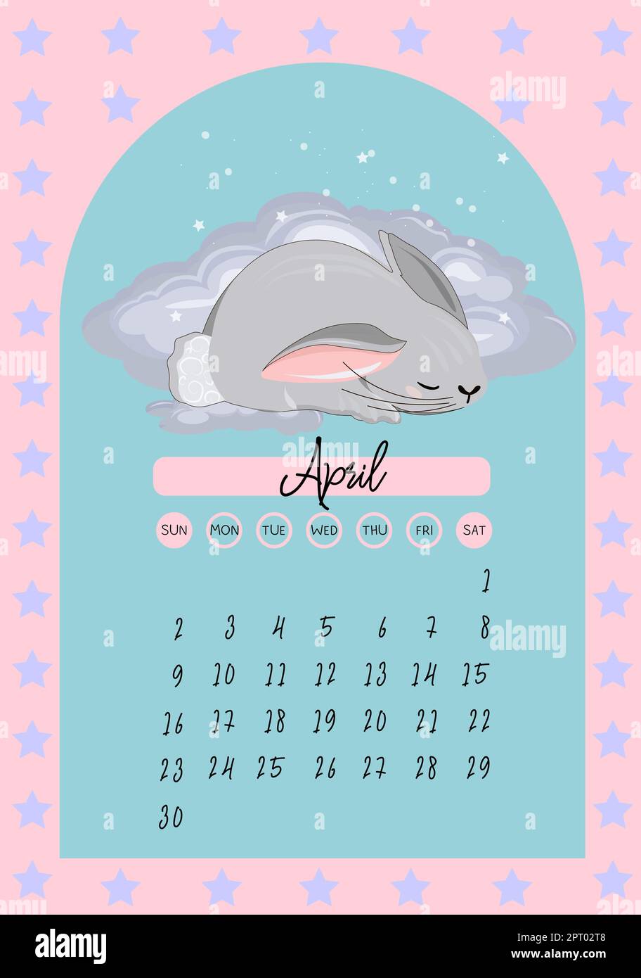 calendar for 2023 Year of the Rabbit. Vector calendar template vertical ...