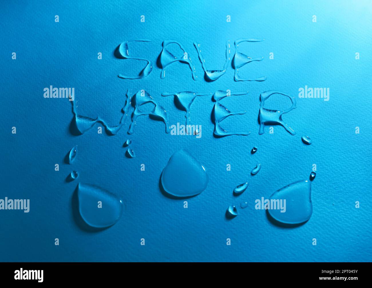Inscription Save Water made of drops on light blue background Stock ...