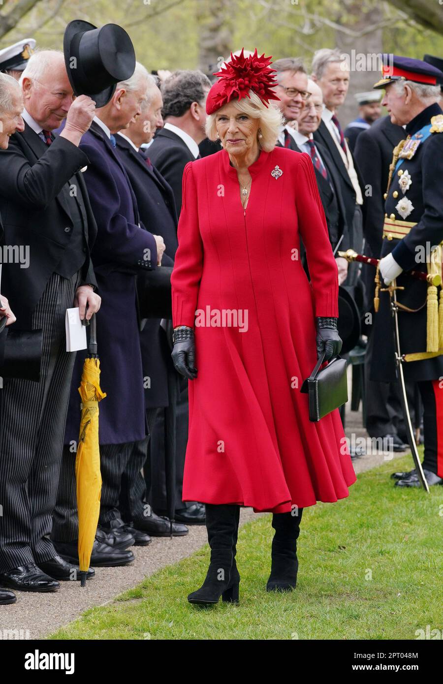 The Queen Consort, Colonel, Grenadier Guards meeting guests after a ...