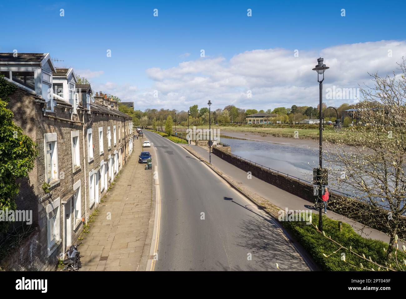 25.04.2023 Lancaster, Lancashire, UK. St Georges quay on the left side ...
