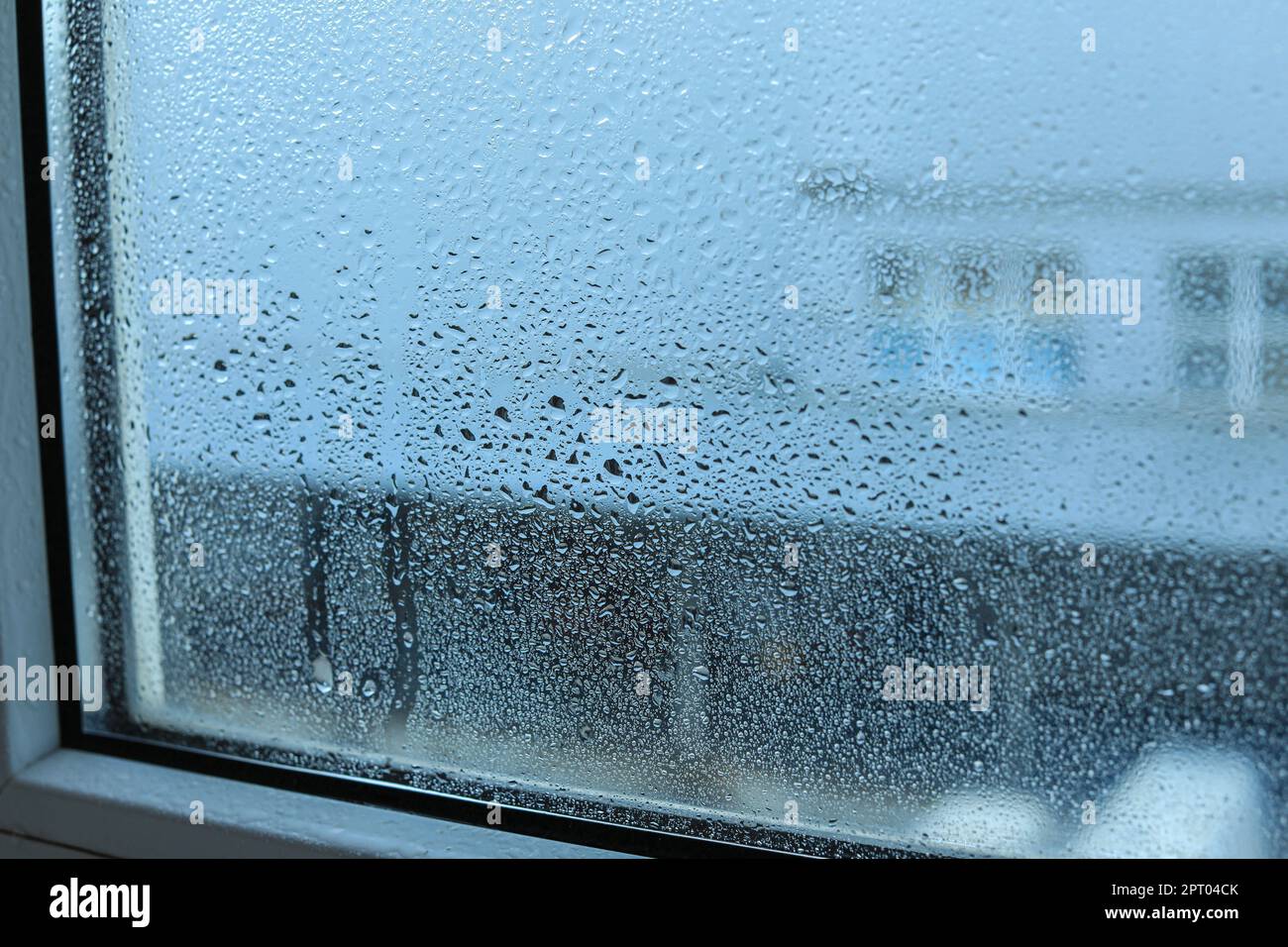 Window glass with water drops, closeup. Condensation Stock Photo - Alamy