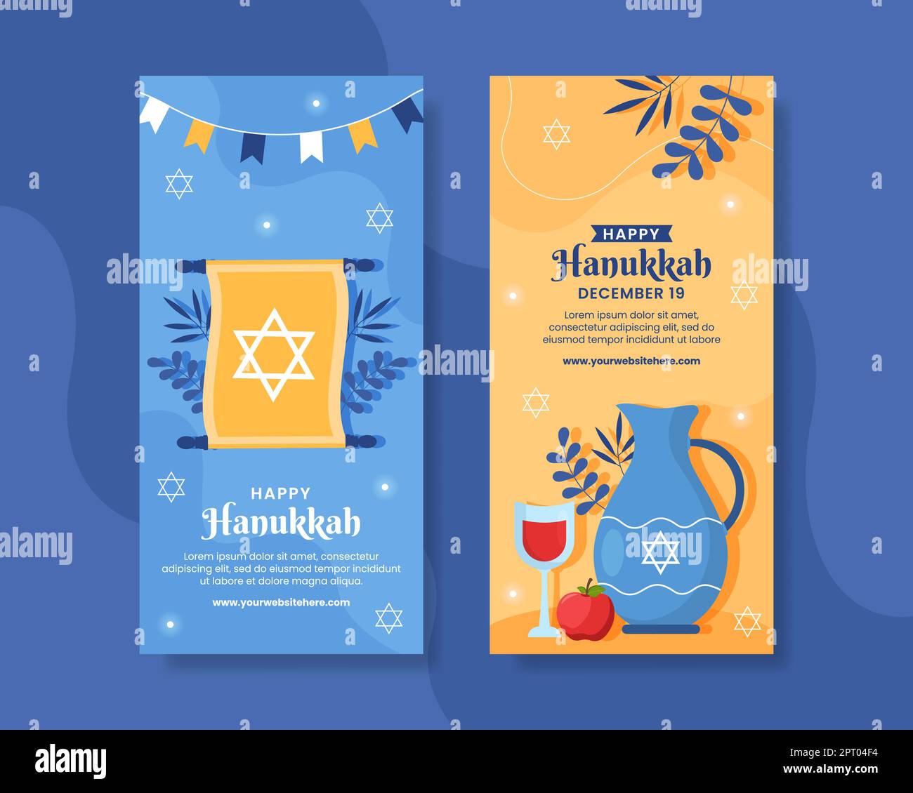 Hanukkah Jewish Holiday Vertical Banner Flat Cartoon Hand Drawn ...