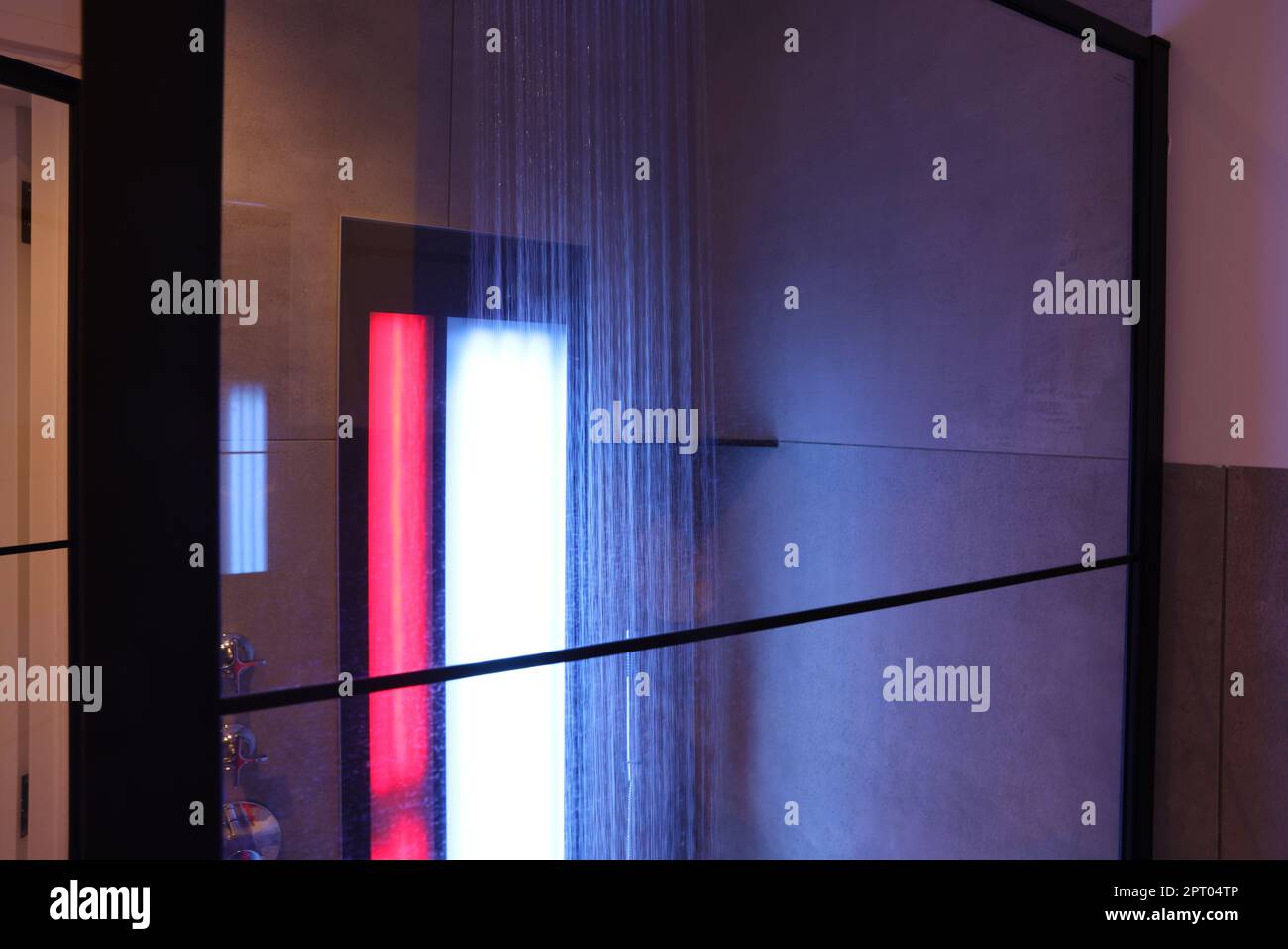 Modern shower with Infrared spectrum, UV light and flowing water Stock ...