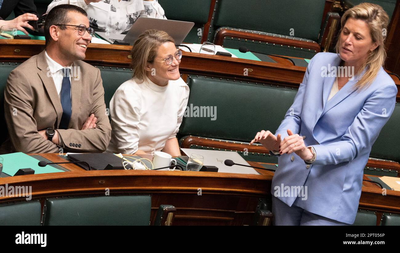 Brussels, Belgium. 27th Apr, 2023. N-VA's Sander Loones, N-VA's ...