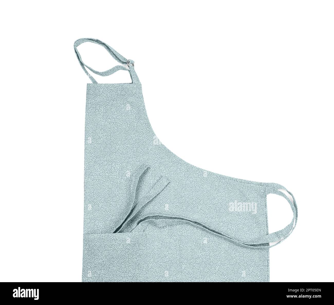 Grey kitchen apron with pattern isolated on white Stock Photo - Alamy
