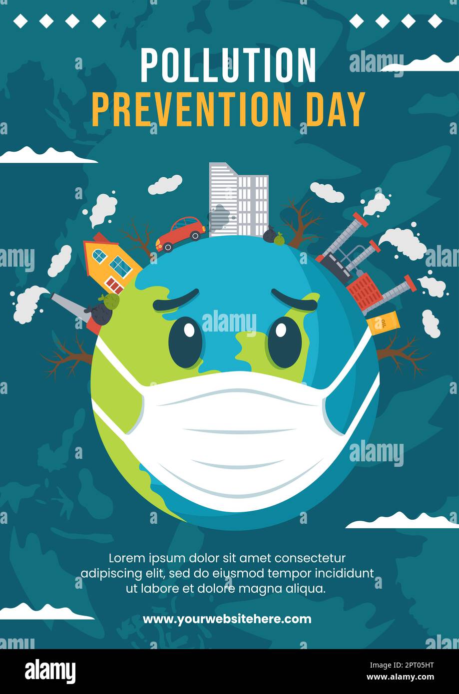 National Pollution Prevention Day Flyer Flat Cartoon Hand Drawn ...