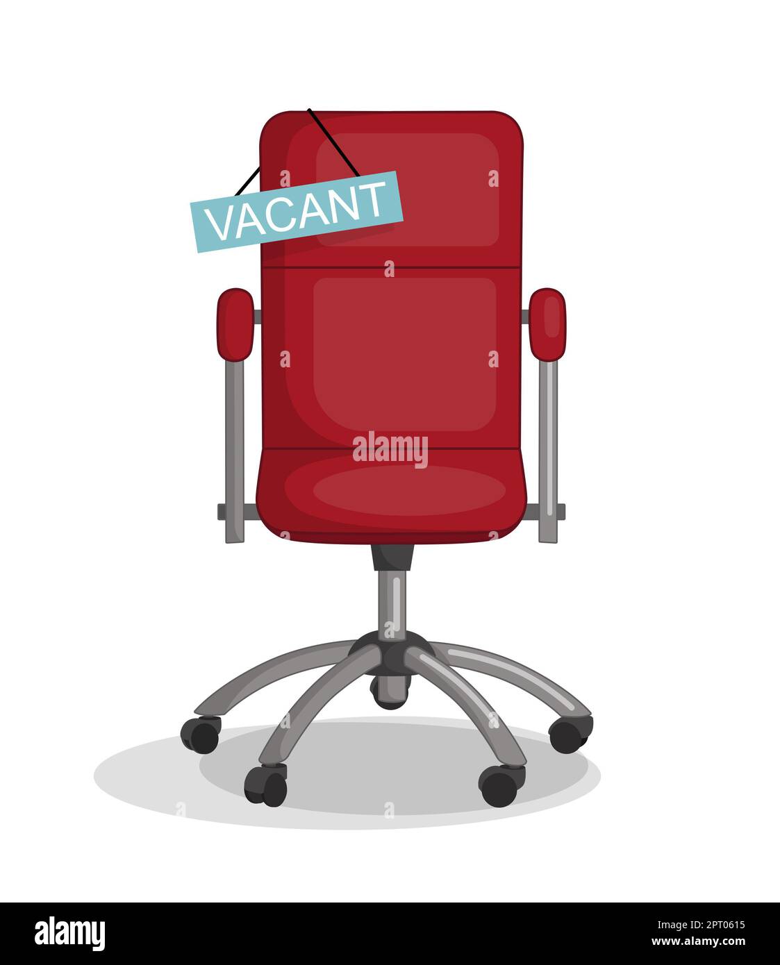 Red office chair and sign VACANT on white background Stock Photo - Alamy