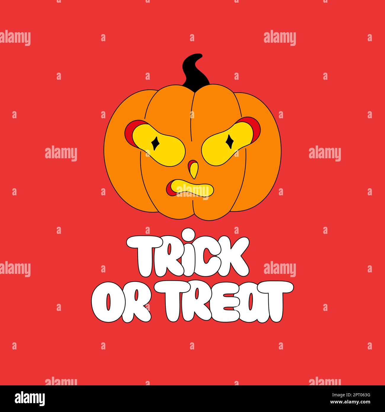 Scary pumpkin. Halloween spooky cartoon character on purple background ...