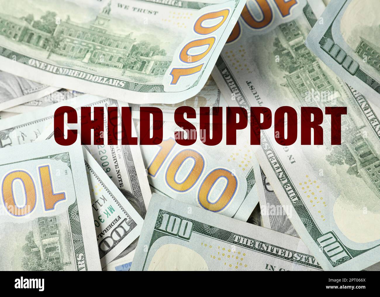 Child support concept. Many dollar banknotes as background, closeup ...