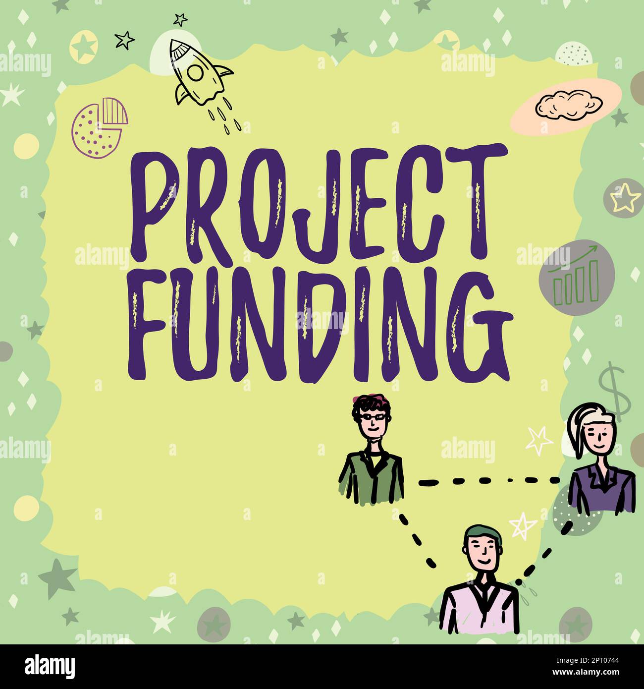 Text caption presenting Project Fundingpaying for start up in order ...