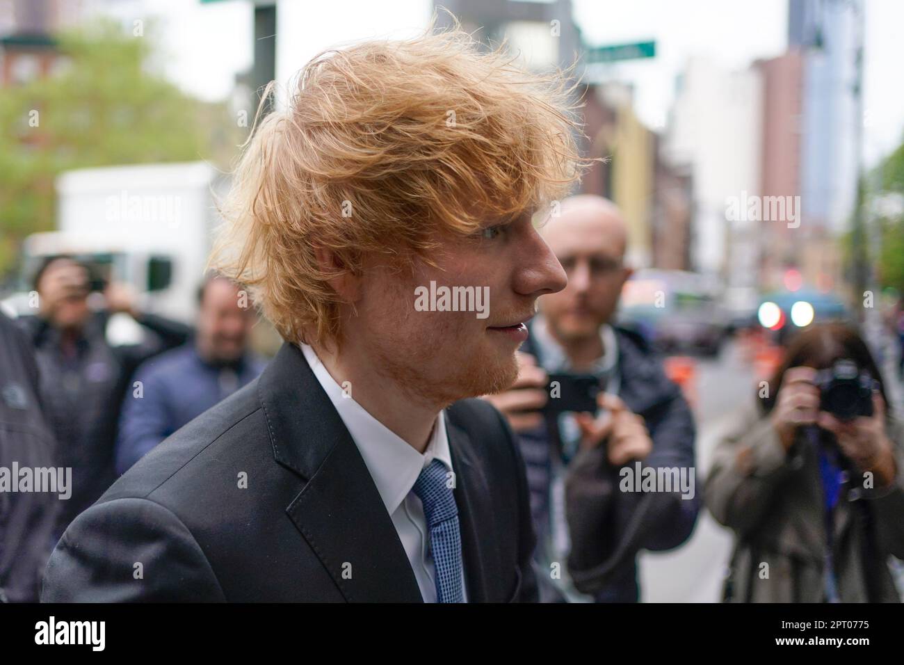 Ed Sheeran arrives at federal court in New York, Thursday, April 27 ...