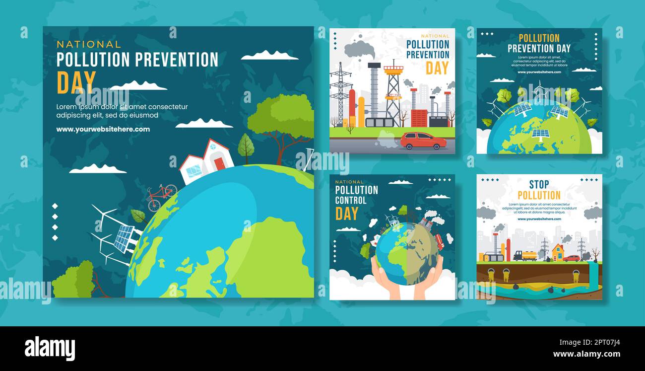 National Pollution Prevention Day Social Media Post Flat Cartoon Hand ...