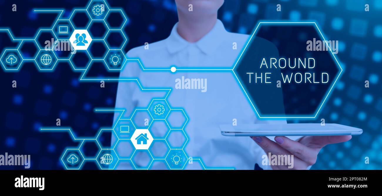 Text caption presenting Around The Worldsaying that something available ...