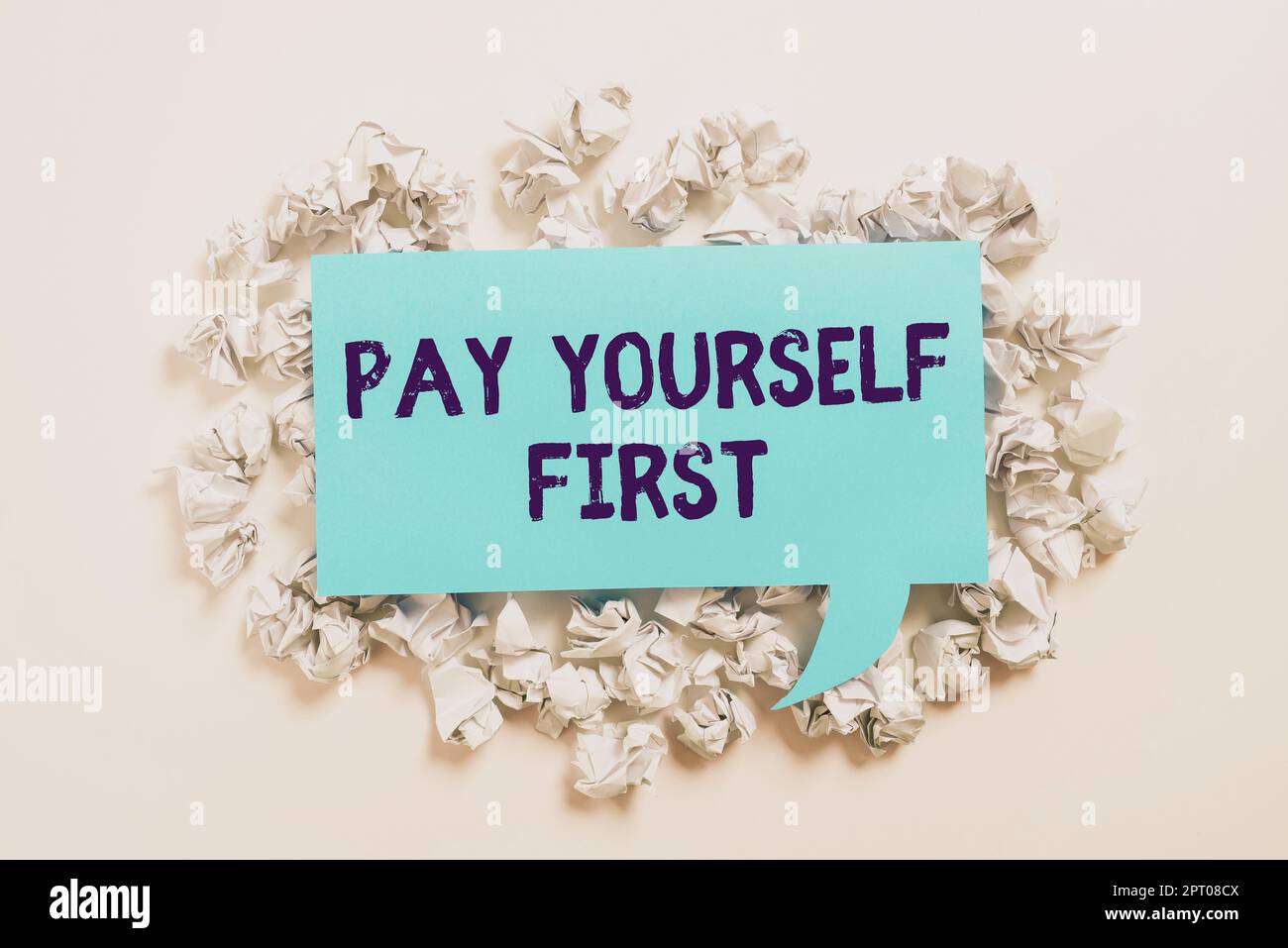 Text caption presenting Pay Yourself First, Business showcase Saving ...