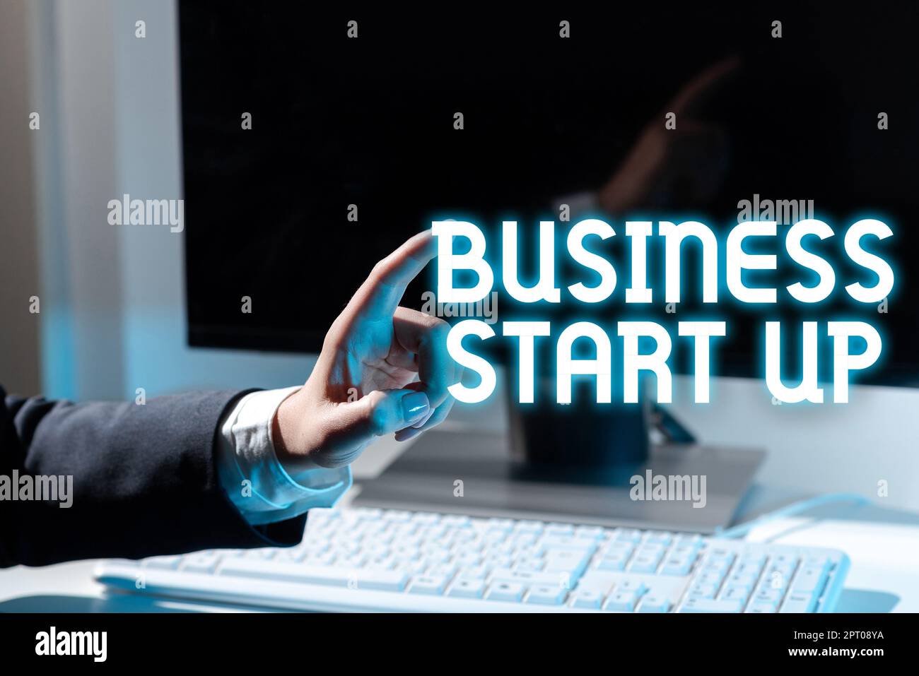 Sign displaying Business Start UpPutting up new commerce venture Fresh ...