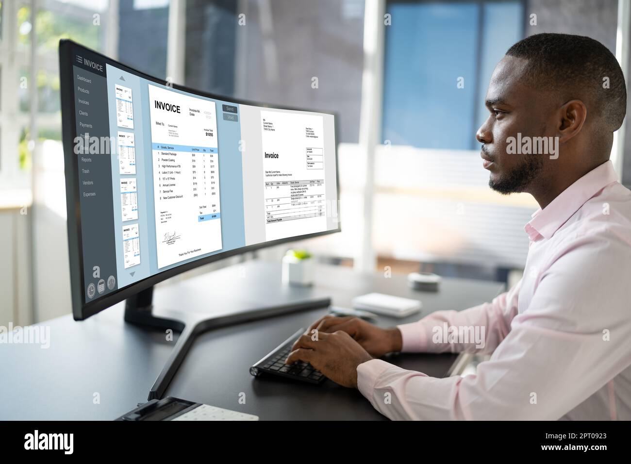 E Invoice Business Management. African Accountant Using Electronic ...