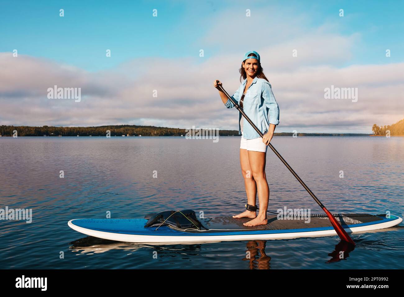 The best moments are when youre on the water. a young woman paddle ...