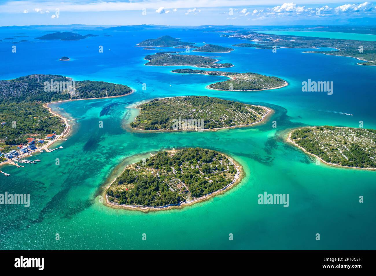 Idyllic small islands archipelago in Dalmatia region of Croatia, Murter ...