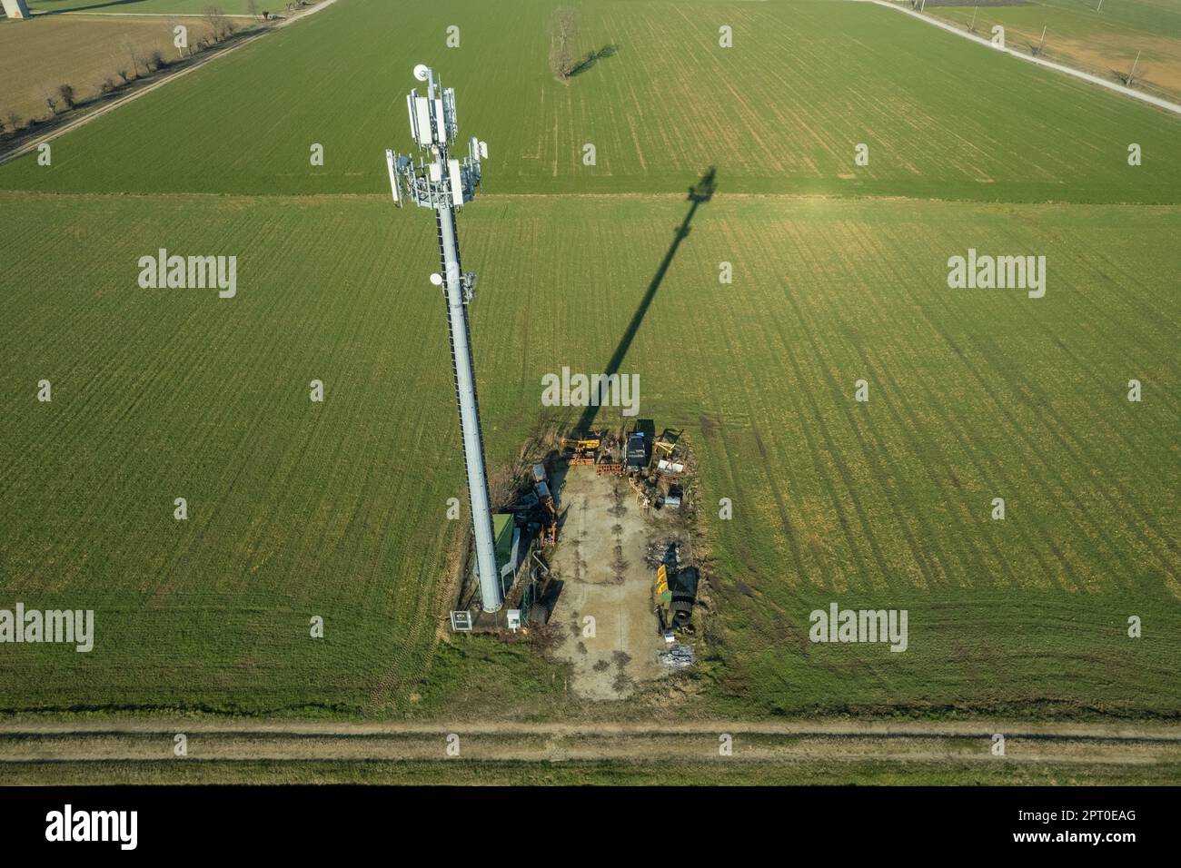 5G Cell Towers on countryside rural background in Italy Stock Photo - Alamy
