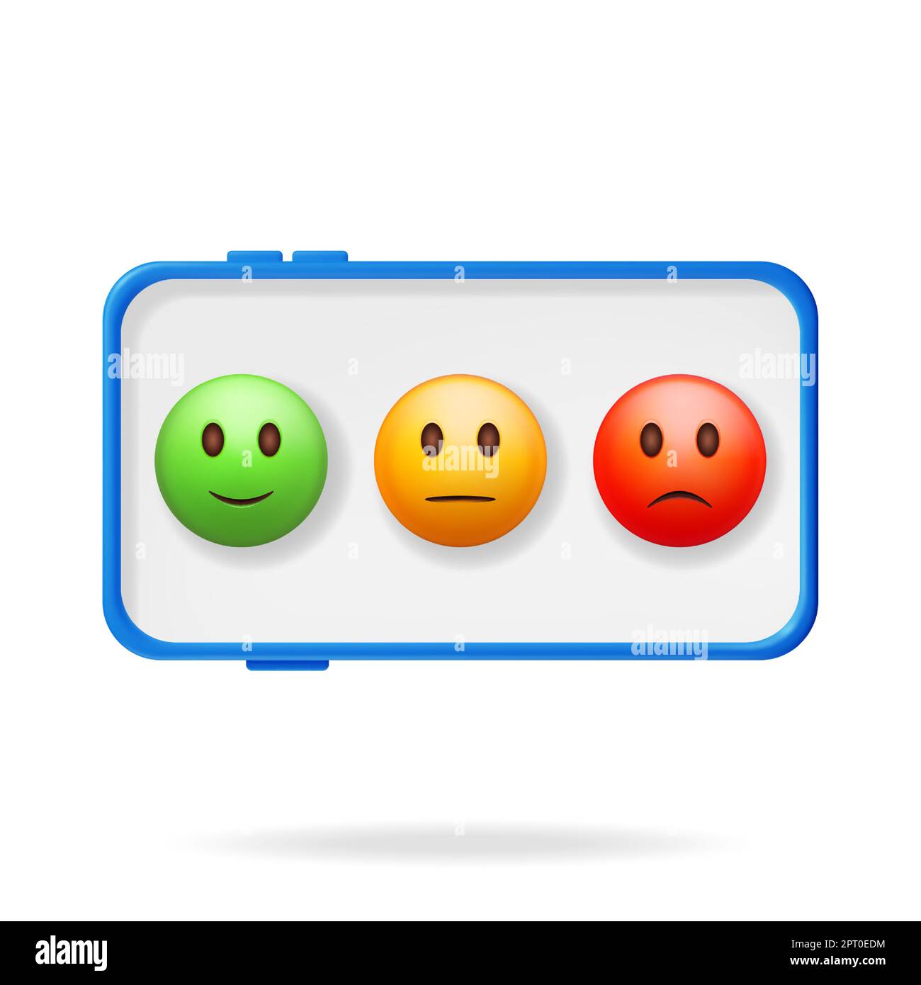 3D Customer Rating Smile Emoticons in Mobile Phone Stock Vector Image ...