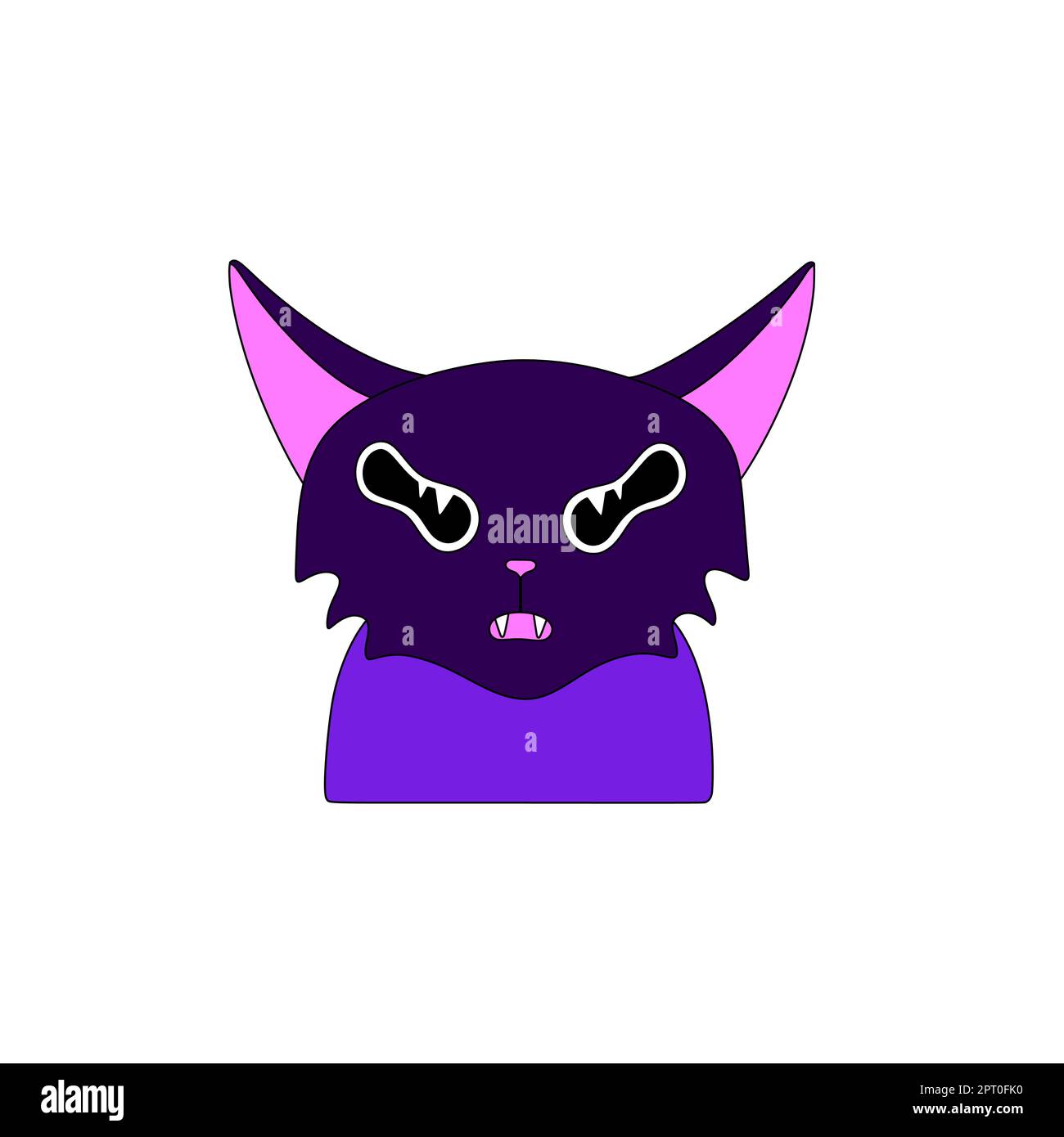 Dark cat. Halloween spooky cartoon character isolated on white ...