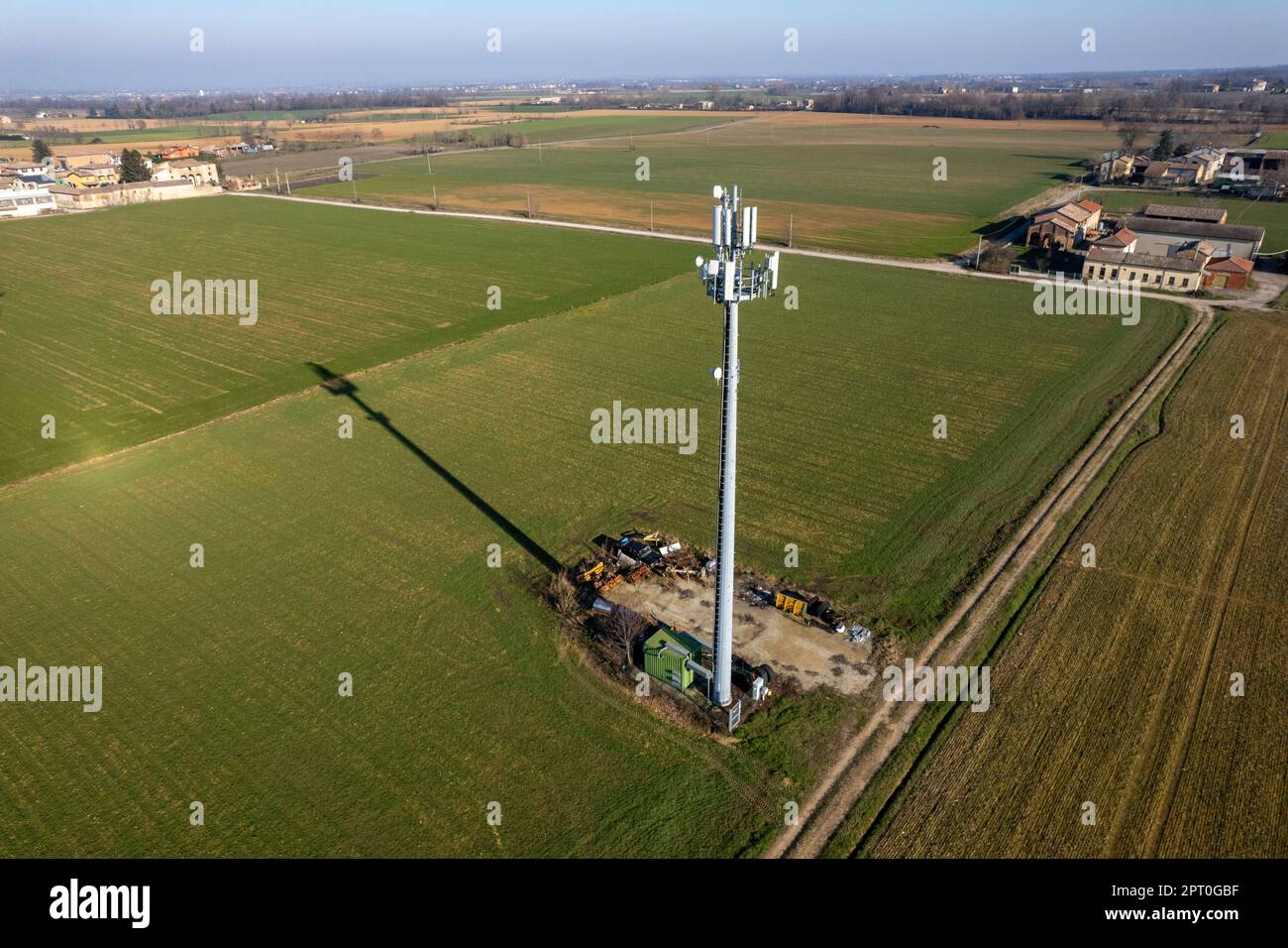 5G Cell Towers on countryside rural background in Italy Stock Photo - Alamy