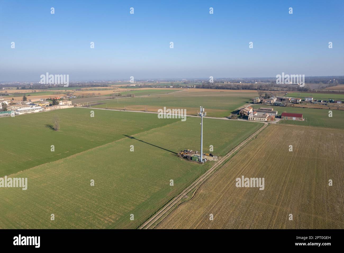 5G Cell Towers on countryside rural background in Italy Stock Photo - Alamy