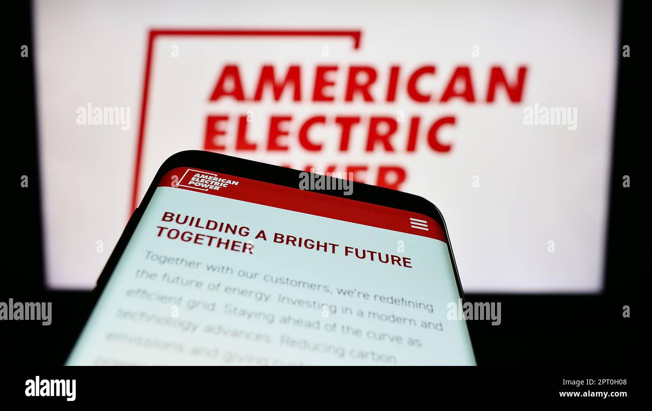 Mobile phone with webpage of American Electric Power Company Inc. (AEP ...