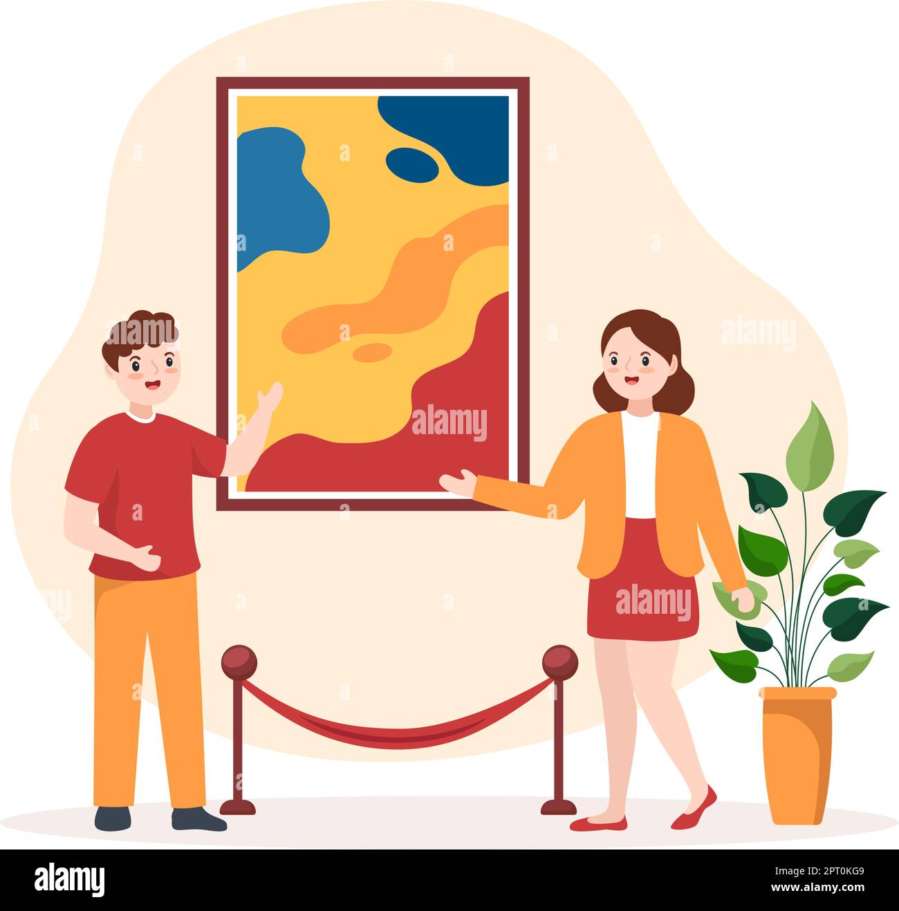 Art Gallery on Museum of Exhibition Visitors Viewing Modern Abstract ...