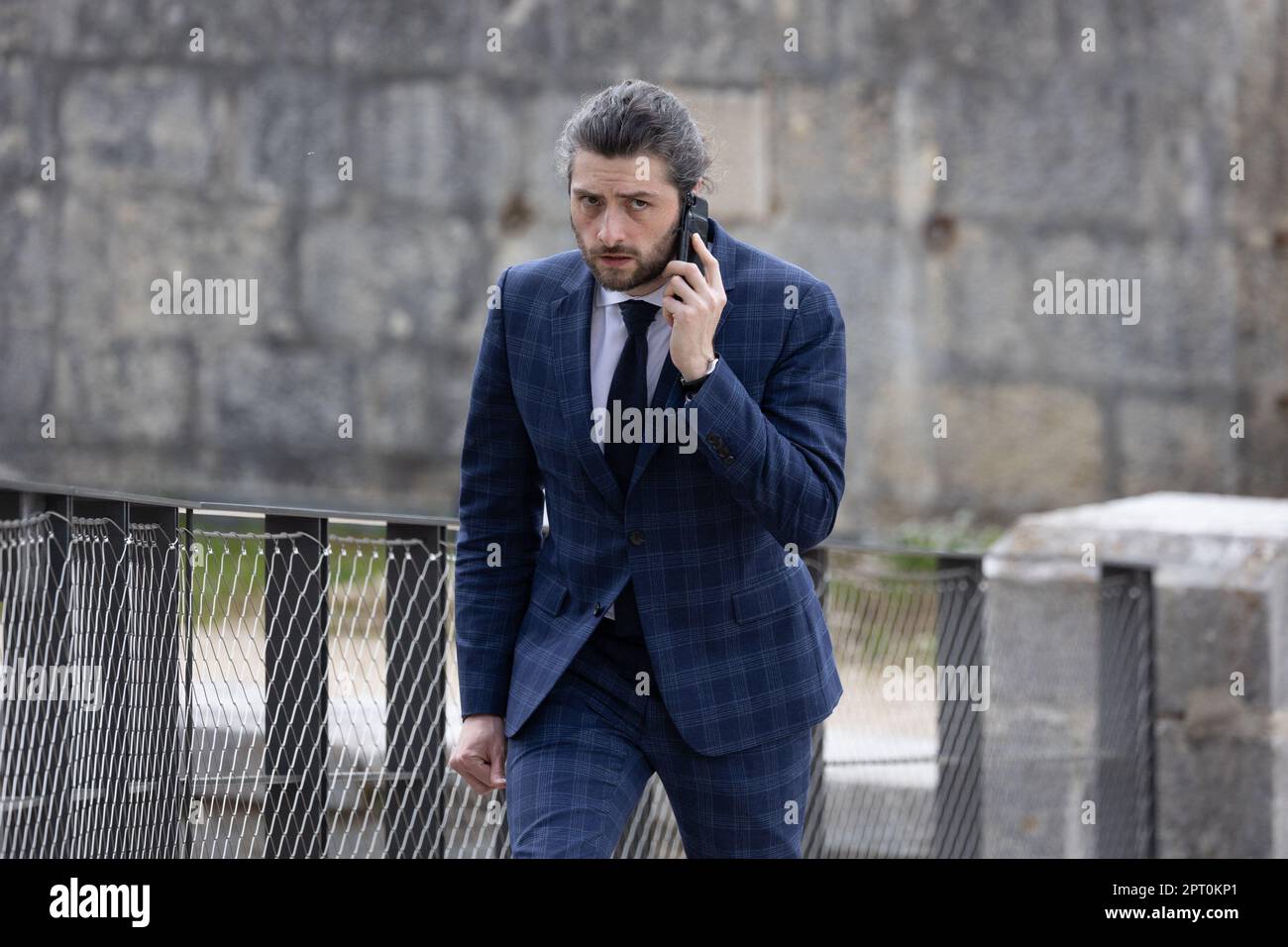 La Cluze Et Mijoux, France. 27th Apr, 2023. Elysee communication advisor Jonas Bayard as French ...