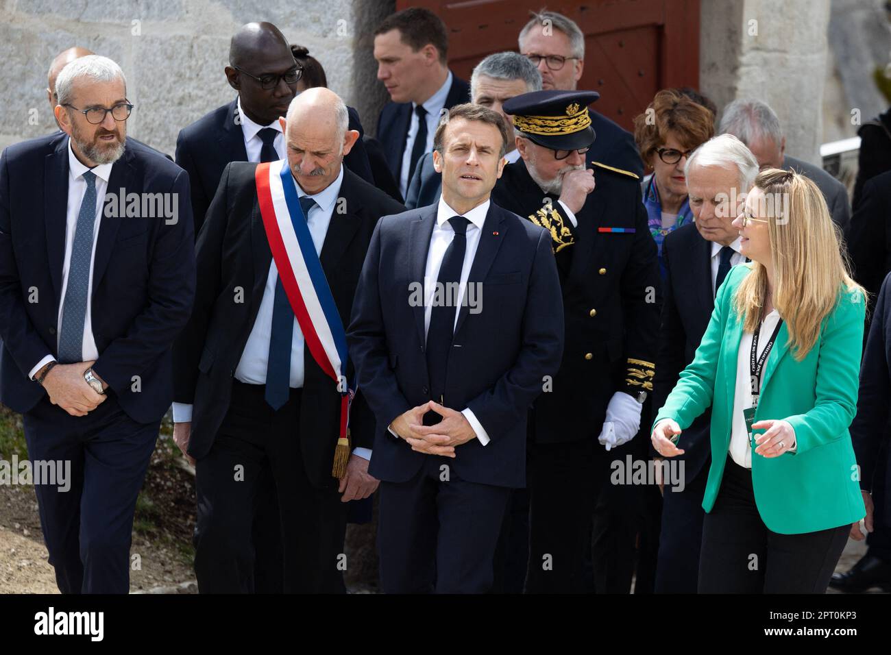 La Cluze Et Mijoux, France. 27th Apr, 2023. Mayor of La Cluze-et-Mijoux ...
