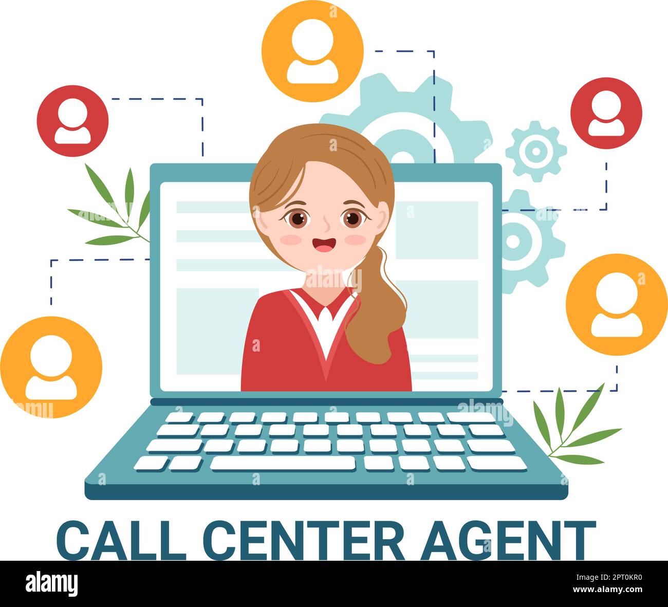 Call Center Agent of Customer Service or Hotline Operator with Headsets ...