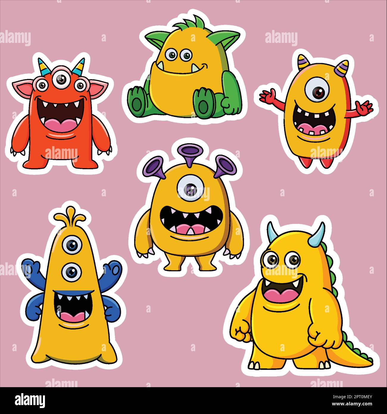 Funny cartoon monsters set Stock Vector Image & Art - Alamy