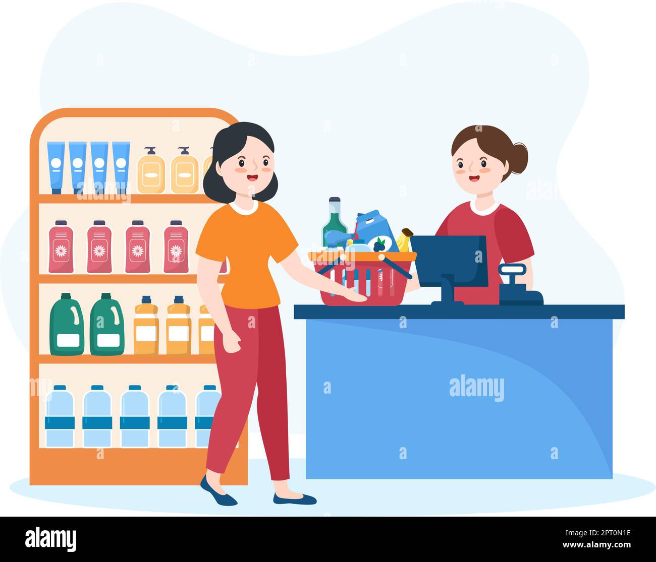 Grocery Store or Supermarket with Food Product Shelves, Racks Dairy ...