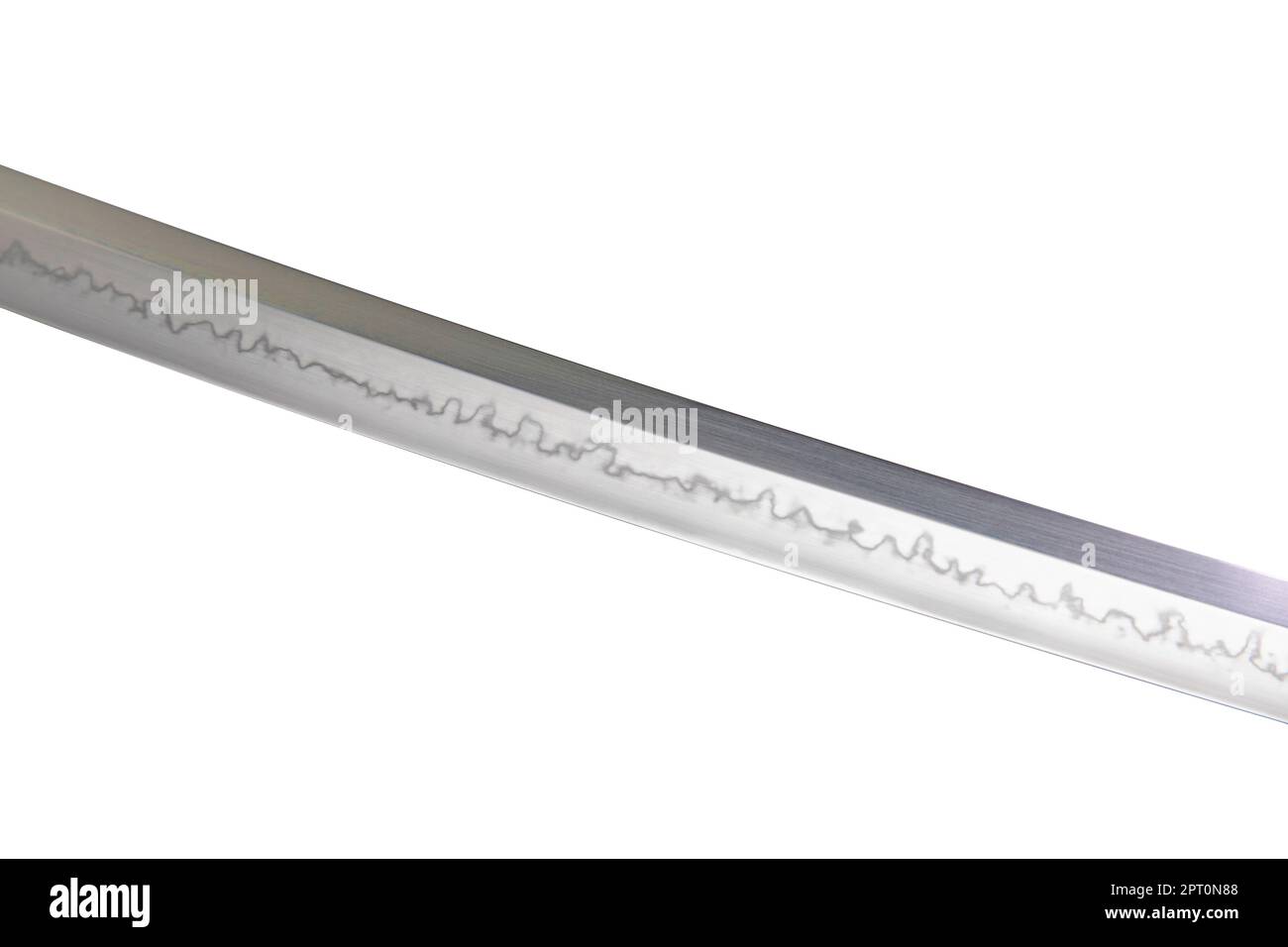 Japanese sword blade on white background. Soft focus. The wavy pattern ...