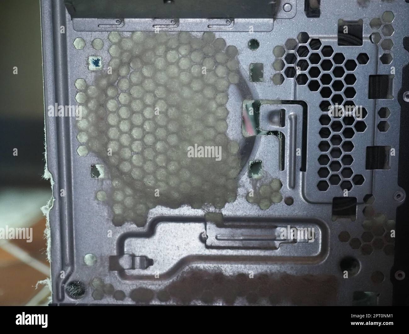dust on desktop pc air intake blocking airflow Stock Photo - Alamy