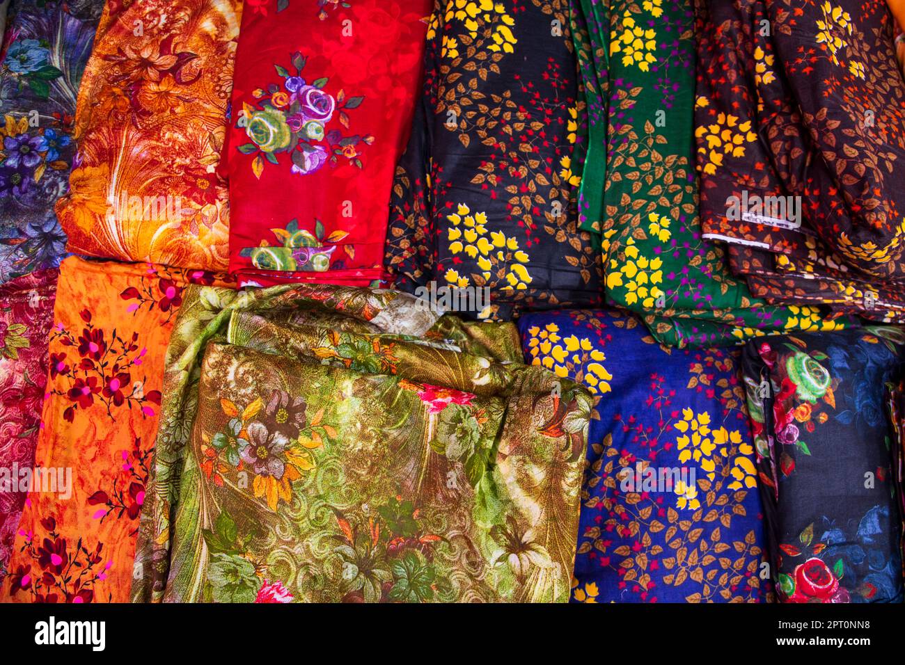 Colorful Textile Printed Fabrics of Women's Wear Background Texture ...