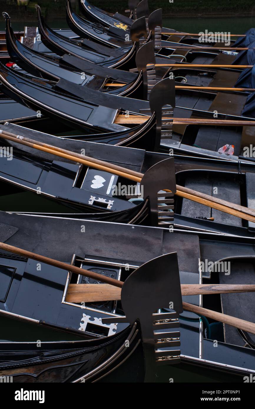 Pattern of parked gondolas in Venice Stock Photo - Alamy