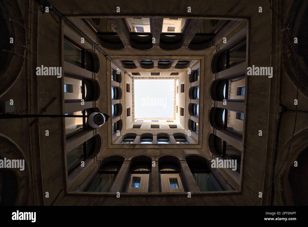 Low angle view of the shaft for ventilation in the building that ...