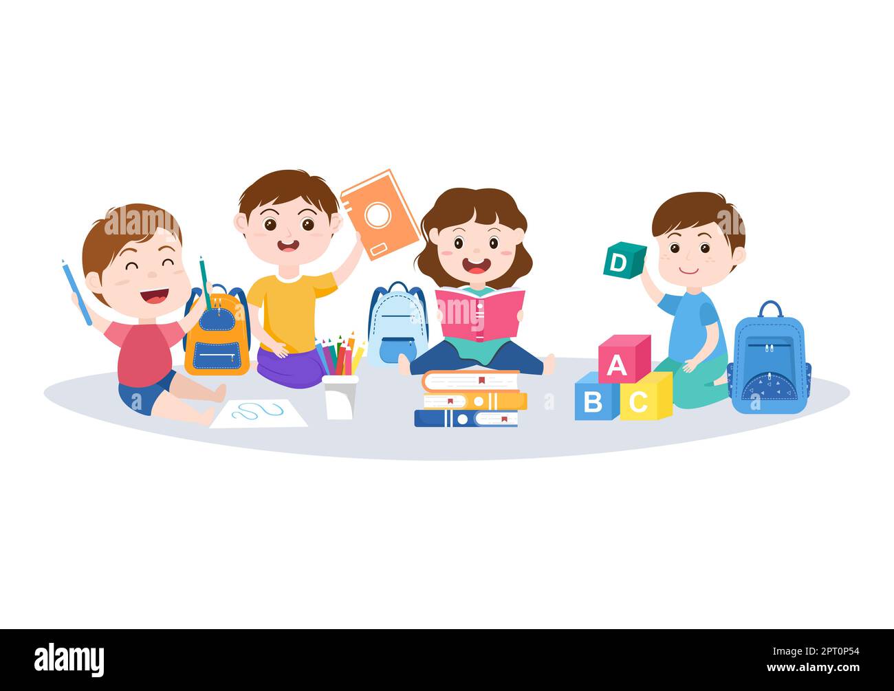 Primary School with Cute Little Students Studying in the Classroom in ...