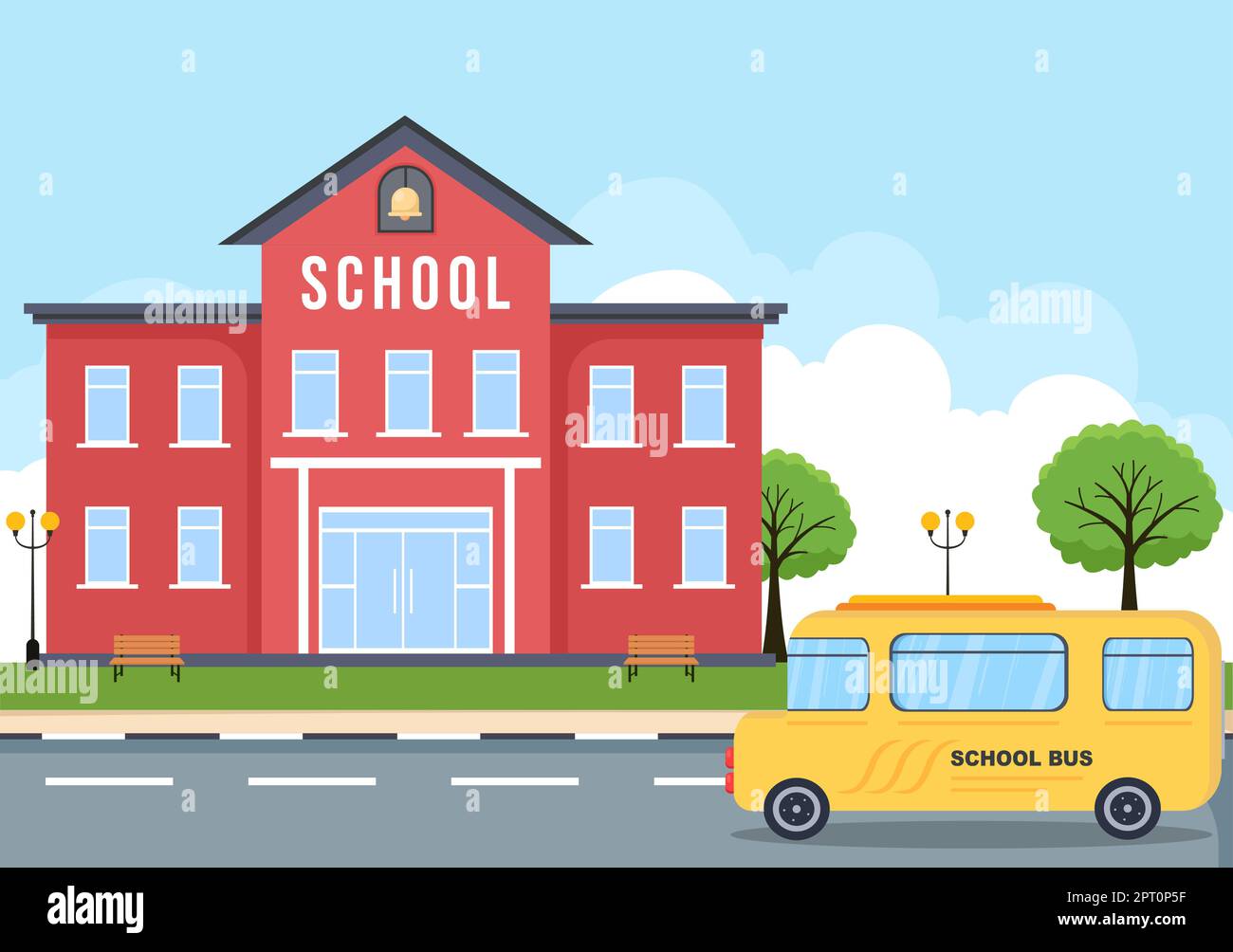 Elementary School Cartoon Images Primary School With Building