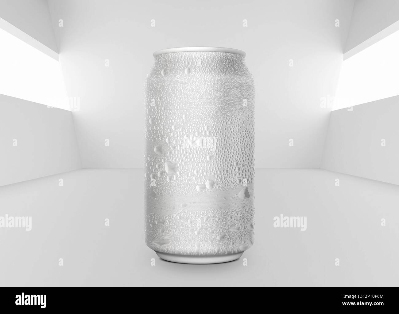 Aluminum can on water droplets background Stock Photo - Alamy