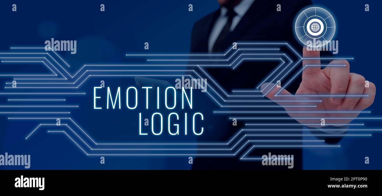 Text showing inspiration Emotion Logic, Business overview Heart or ...