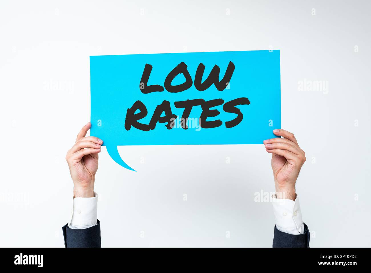 Text caption presenting Low Rates, Business overview A cost of an item ...