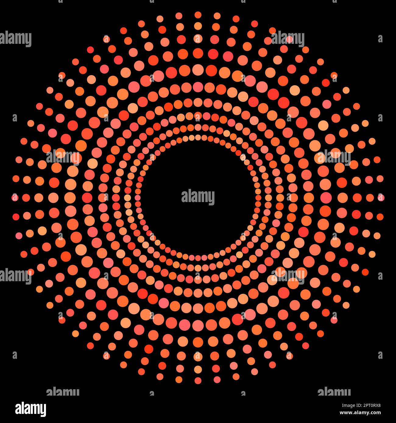 Red Dotted Circle Isolated on White Background. Halftone Icon Stock ...