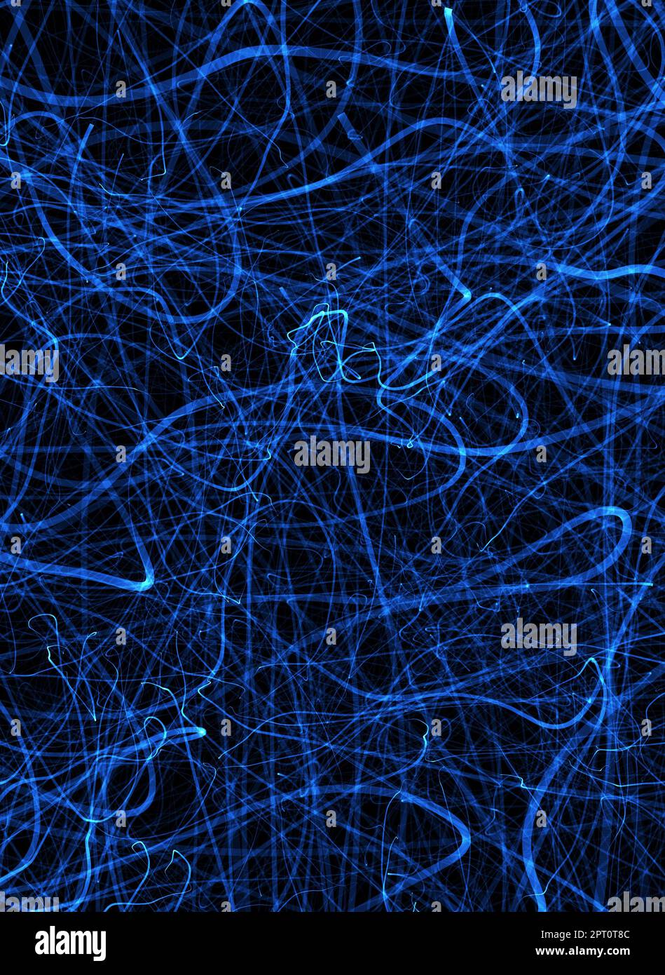 Against a black background Chaos from blue lines. High quality ...
