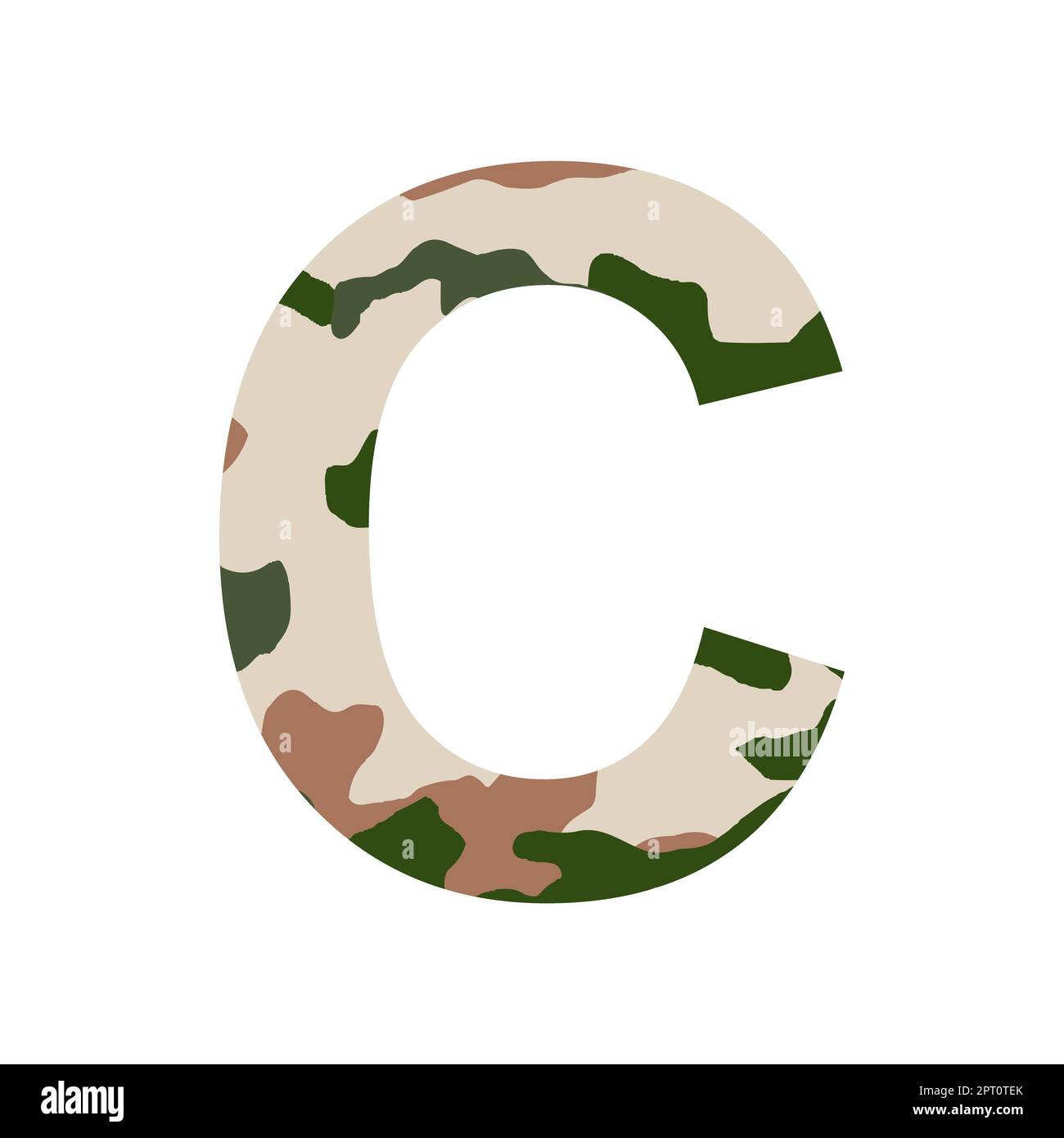 English alphabet letter C, khaki style isolated on white background ...